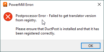 Error: "Postprocessor Error - Failed to get translator version from the registry." when post ...
